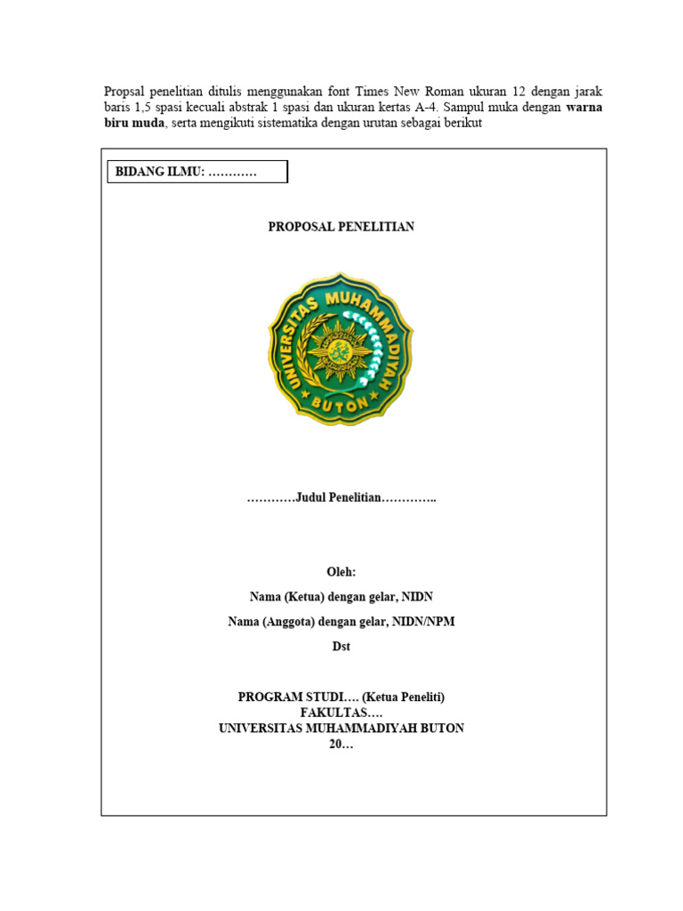Template Proposal Penelitian UM Buton | PDF