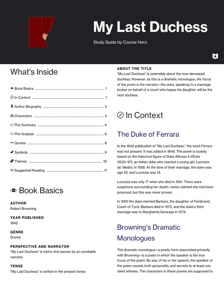 Robert Browning's My Last Duchess | PDF