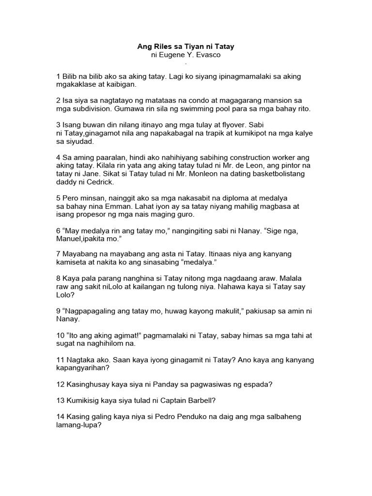 Ang Riles Sa Tiyan Ni Tatay | PDF