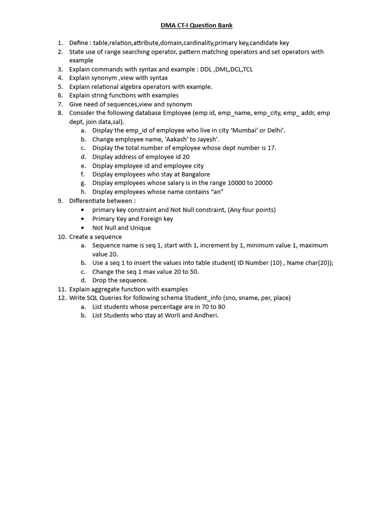 Dma Question Bank Pdf 