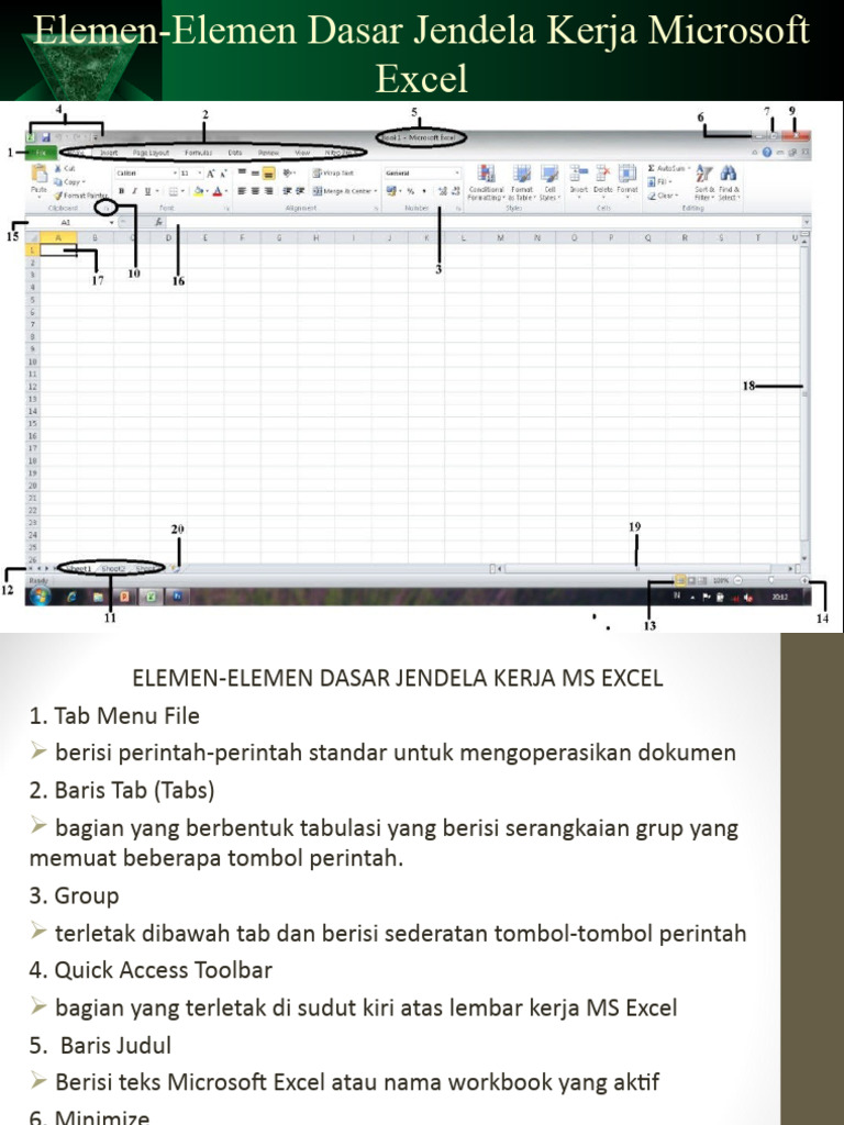 Elemen Dasar Jendela Microsoft Excel | PDF