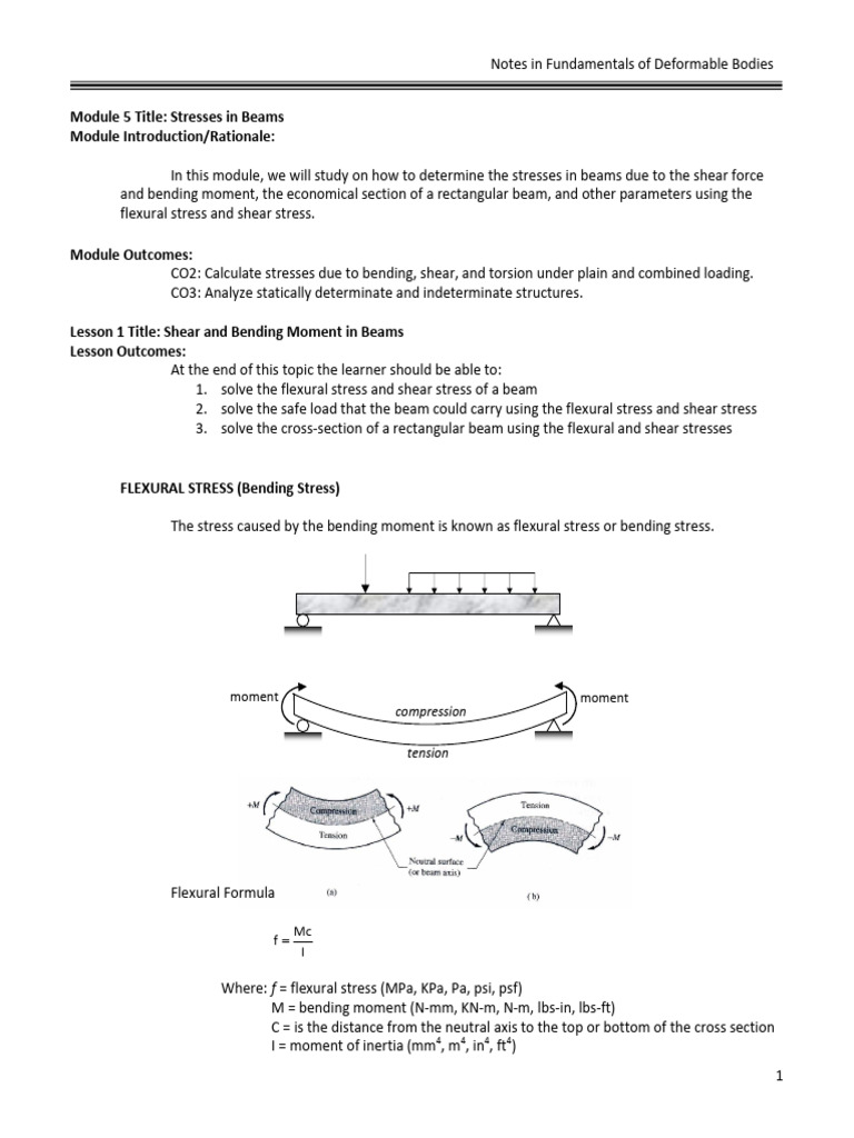 Module 5 Stresses in Beams | PDF | Bending | Stress (Mechanics)