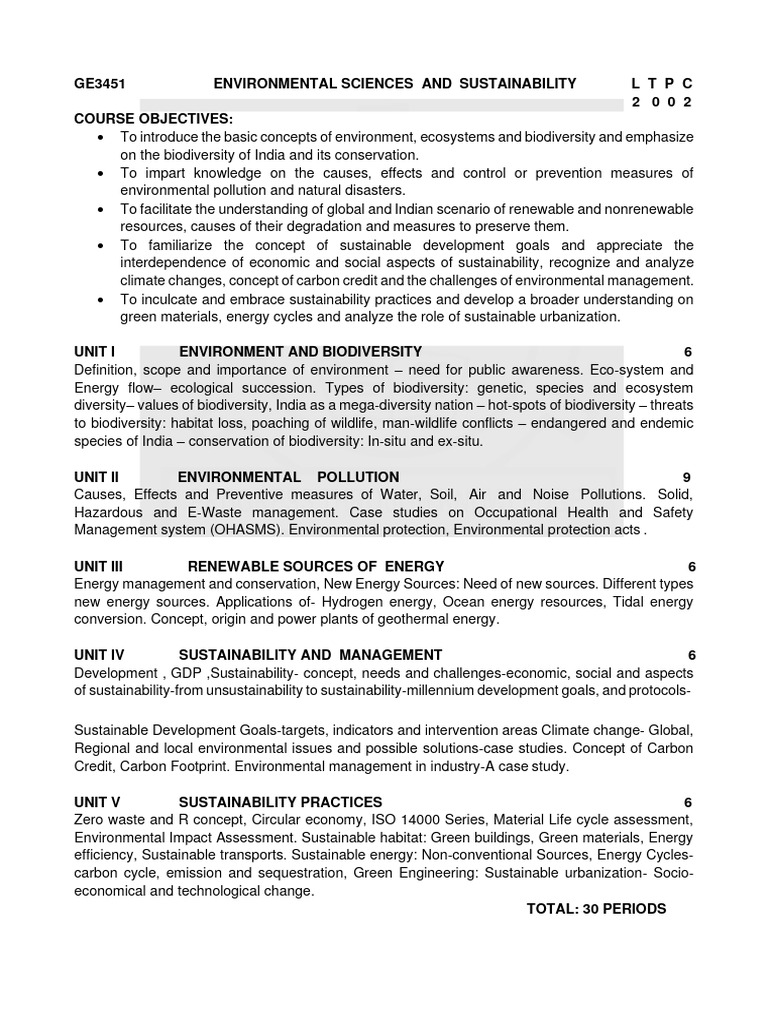 ENVIRONMENTAL SCIENCES AND SUSTAINABILITY | PDF | Sustainability ...