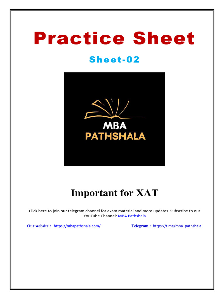 XAT Practice Sheet VA 02 | PDF | Inflation | Argument