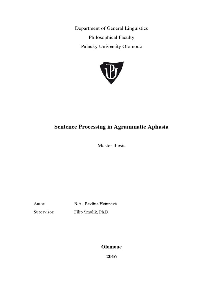 Sentence Processing in Agrammatic Aphasia-Thesis-annotated | PDF ...