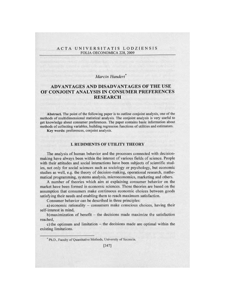 Advantages and Disadvantages of the PDF Utility Regression Analysis
