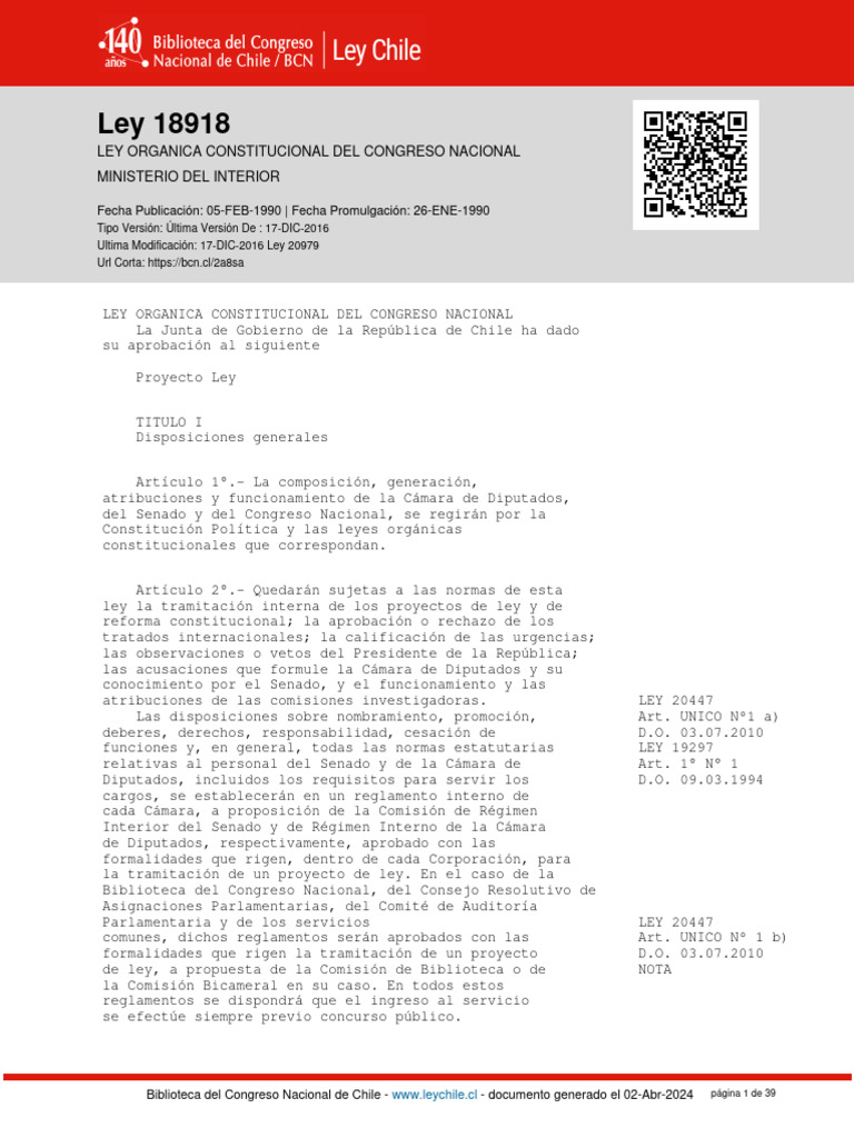 Ley Orgánica del Congreso Nacional | PDF | Legislador | Comisión Europea