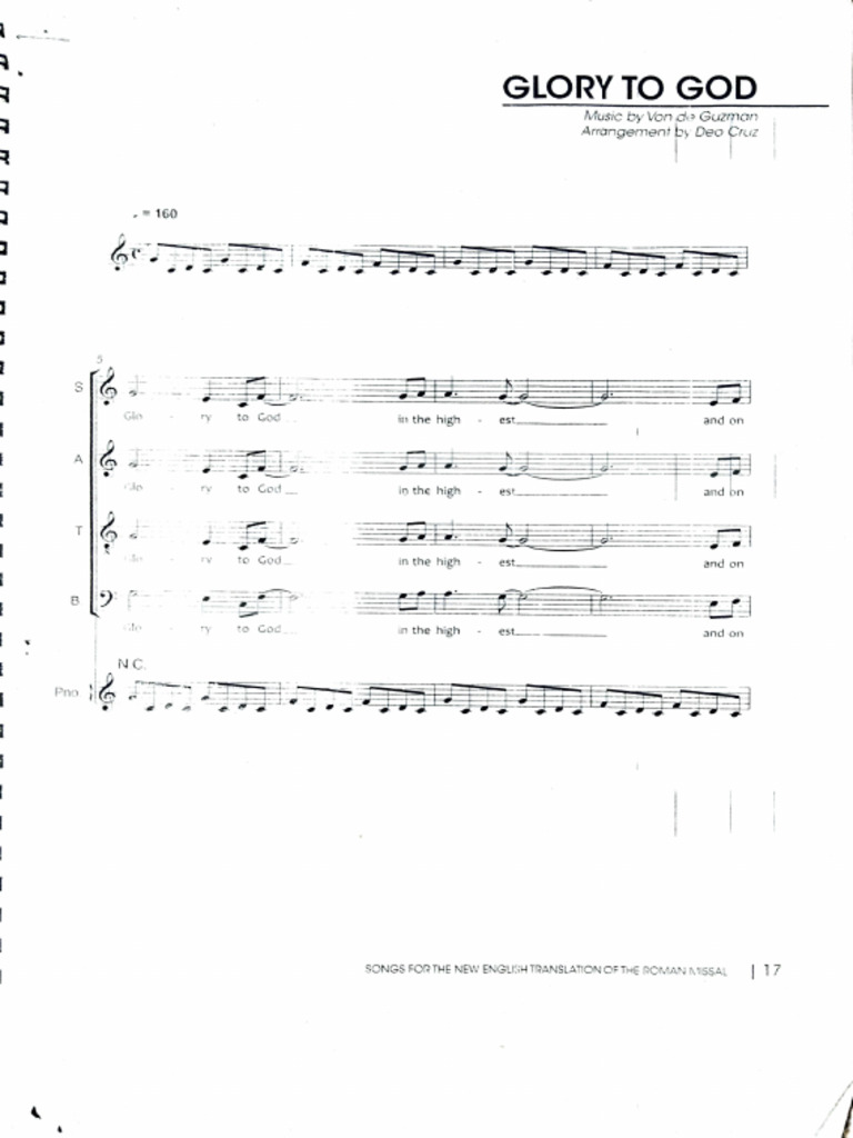 Glory To God Music Sheet | PDF