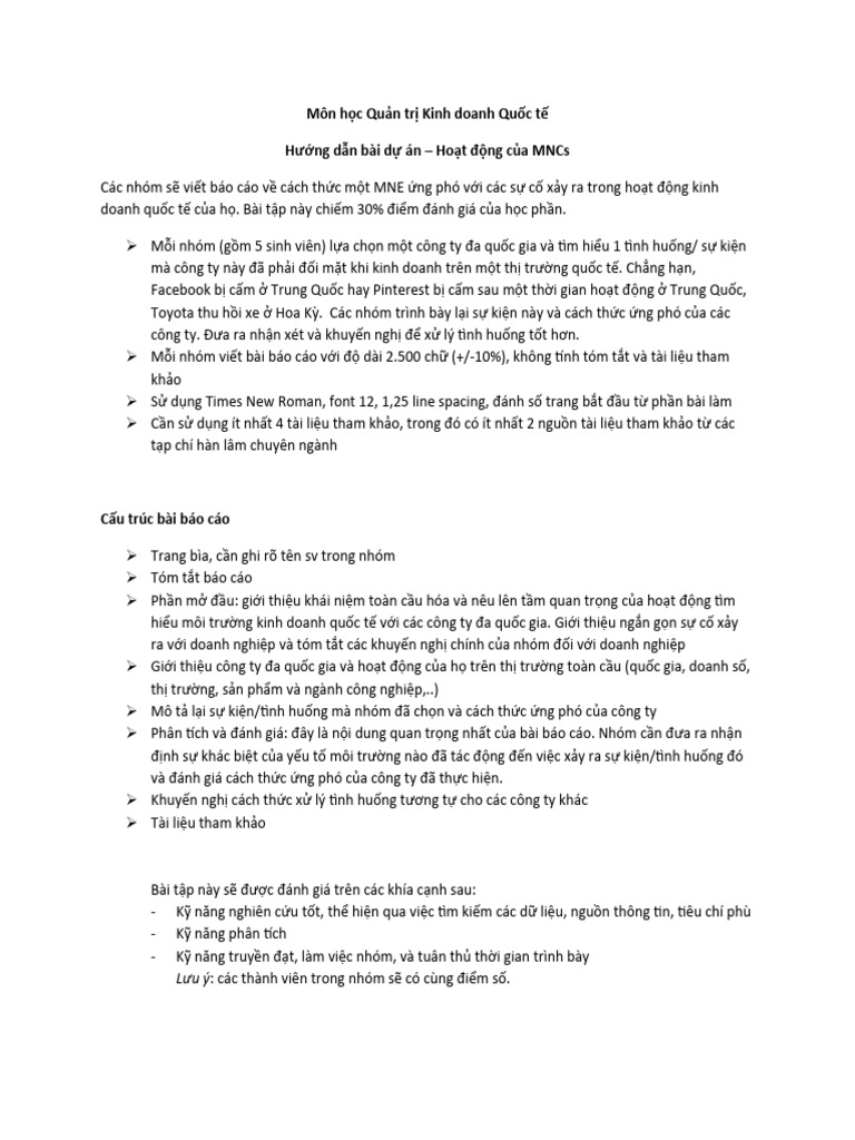 Huong Dan Bai Tap Du An - KDQT | PDF