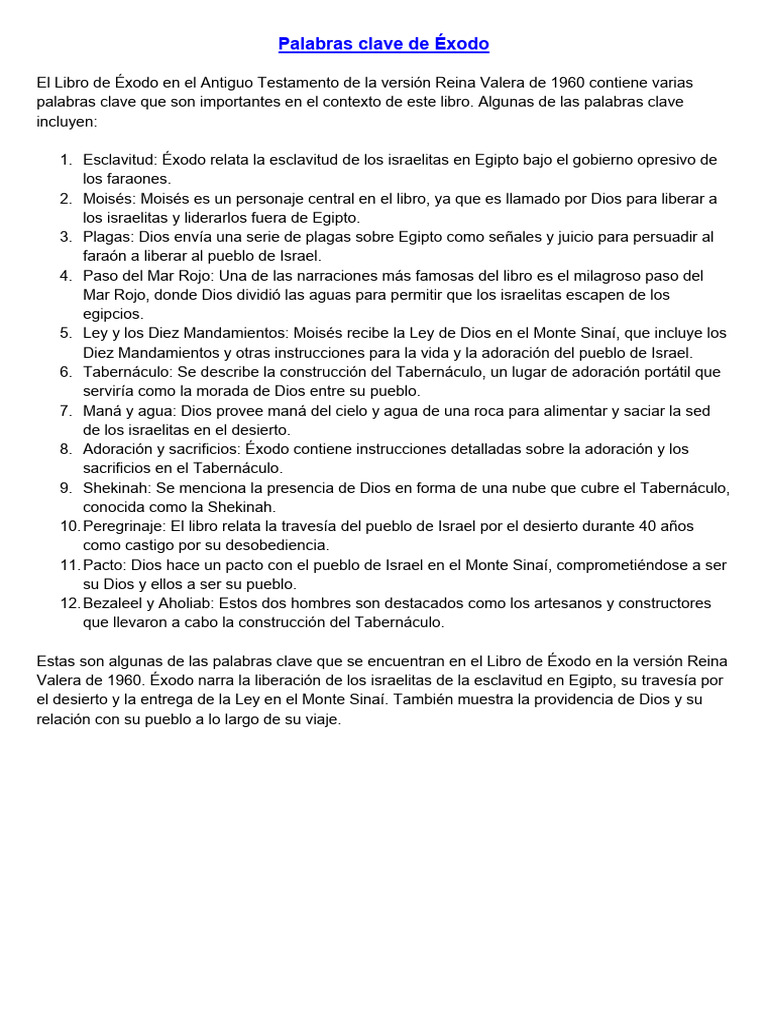 Palabras Clave de Éxodo | PDF