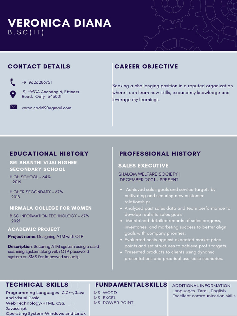 Sales Executive Resume of Veronica Diana | PDF | Sales | Computing