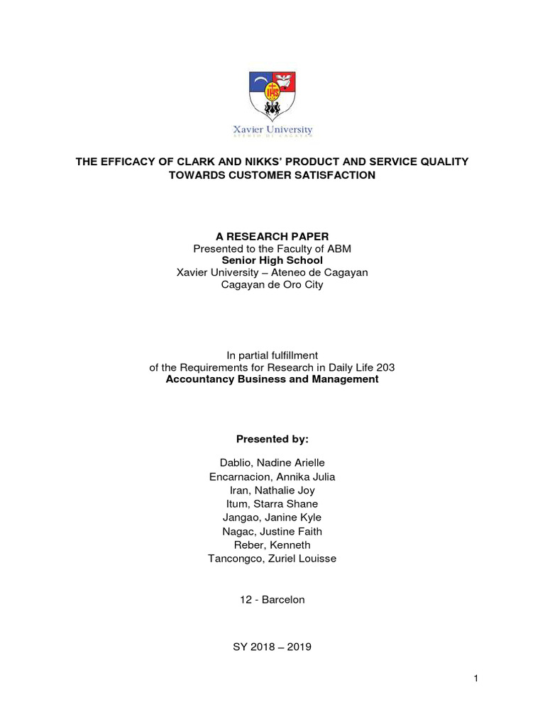 ABM G12 Barcelon The Efficacy of Clark and Nikks Product and Service ... ABM G12 Barcelon The Efficacy of Clark and Nikks Product and Service ...