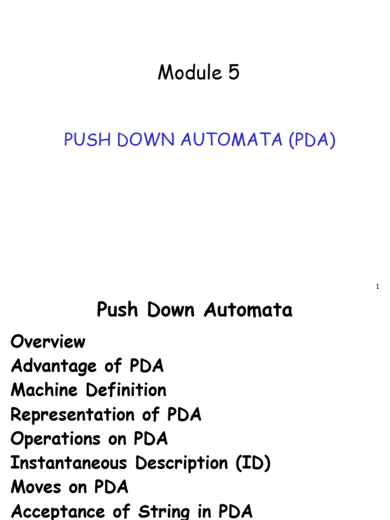 32-Definition of The Pushdown Automata - Languages of A Pushdown Automata-11!03!2024 | PDF ...