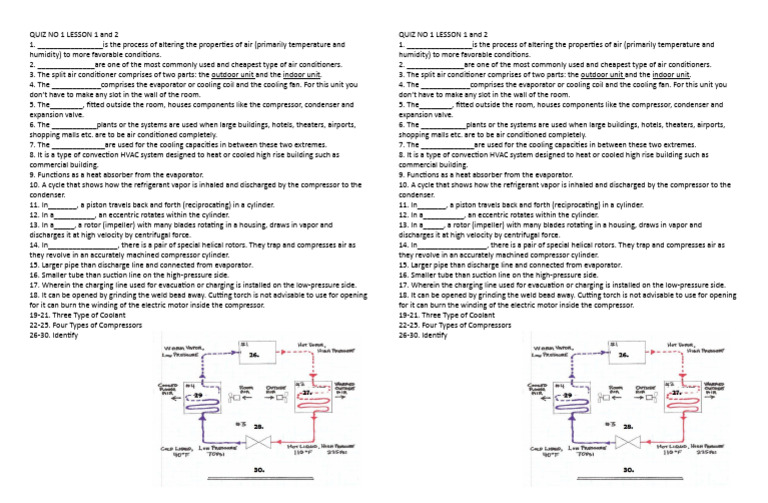 HVAC Quiz on Air Conditioning Basics | PDF | Air Conditioning | Gas Technologies