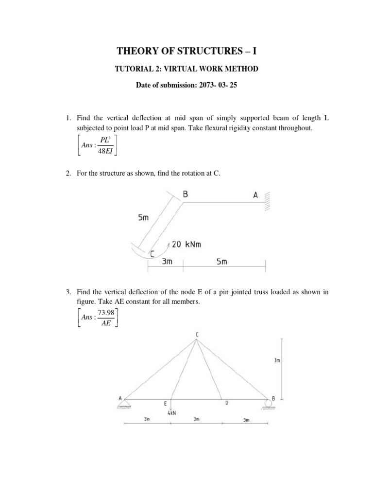 Virtual Work Method in Structural Analysis | PDF | Truss | Beam (Structure)