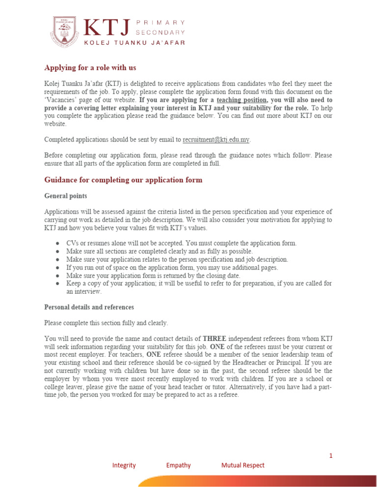 KTJ Job Application Guidelines | PDF | Background Check | Résumé
