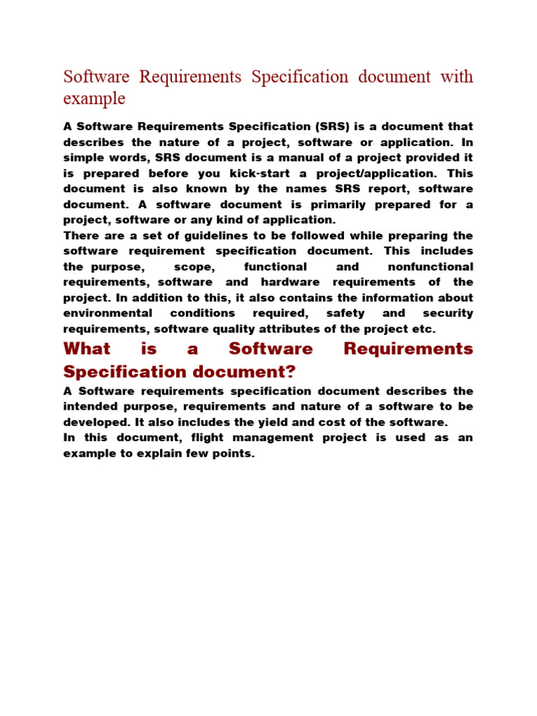 Software Requirements Specification Document With Example | Download Free PDF | Databases ...