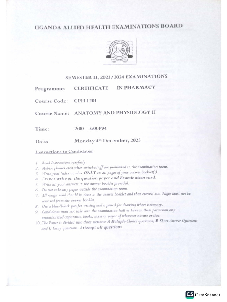 cph 1.2 uaheb past paper | PDF