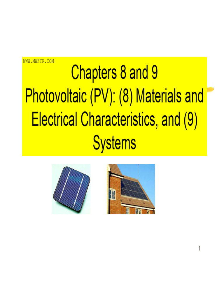 325 Chs8&9 PV | PDF | Photovoltaics | Band Gap