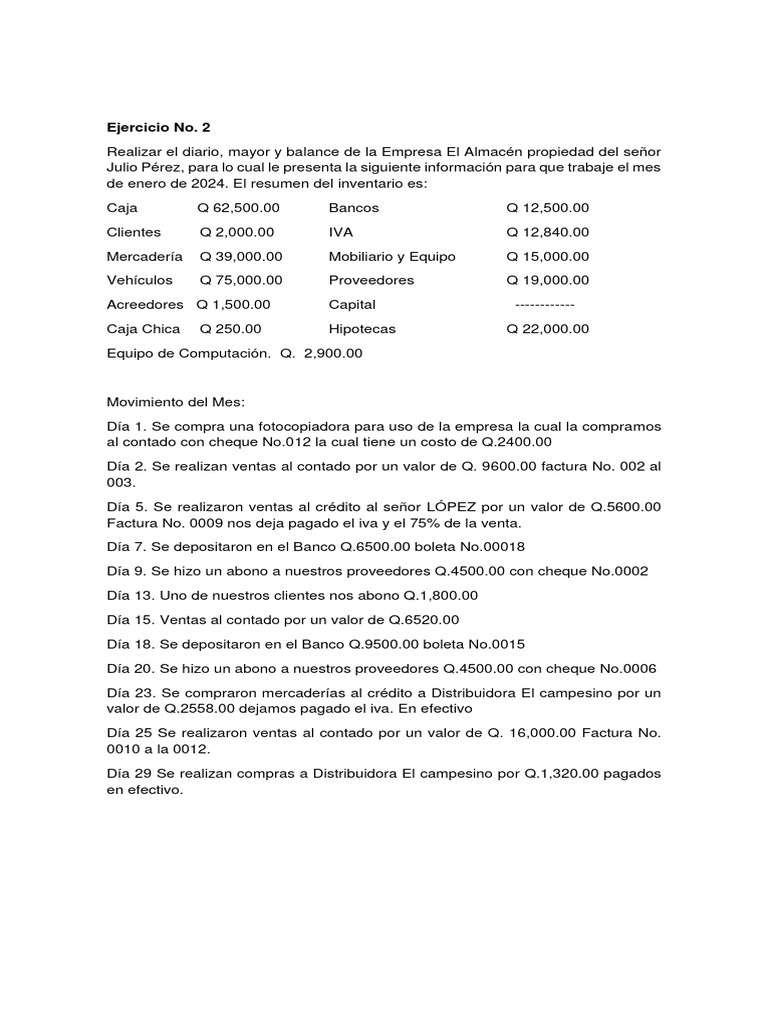 Ejercicio Libro Diario | PDF