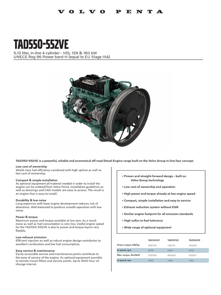 TAD550-552VE: 5.13 Liter, In-Line 4 Cylinder - 105, 129 & 160 KW UNECE ...