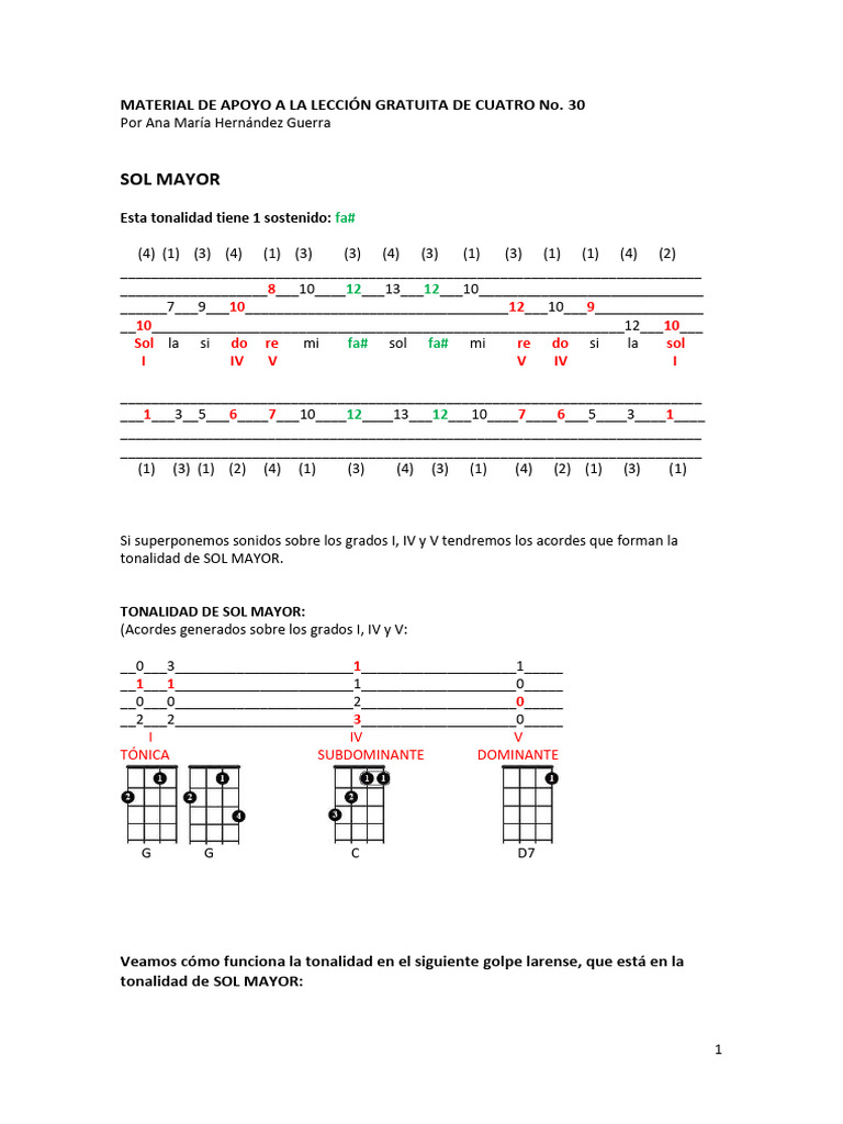 Escala y Tonalidad de Sol Mayor GOLPE TO | PDF | Elementos de la música ...