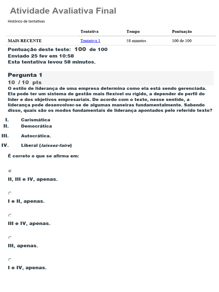 Atividade Avaliativa Final | PDF | Pedagogia | Liderança Atividade Avaliativa Final | PDF | Pedagogia | Liderança