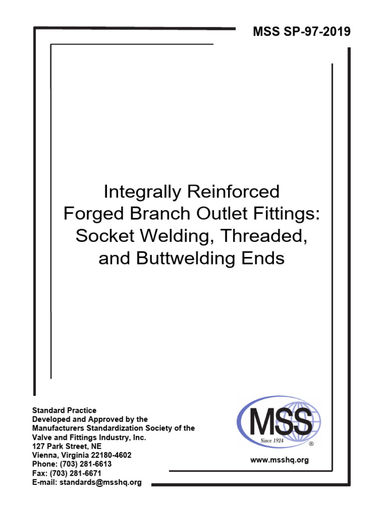 MSS SP - 97 - 2019 - Integrally Reinforced Forged Branch Outlet ...
