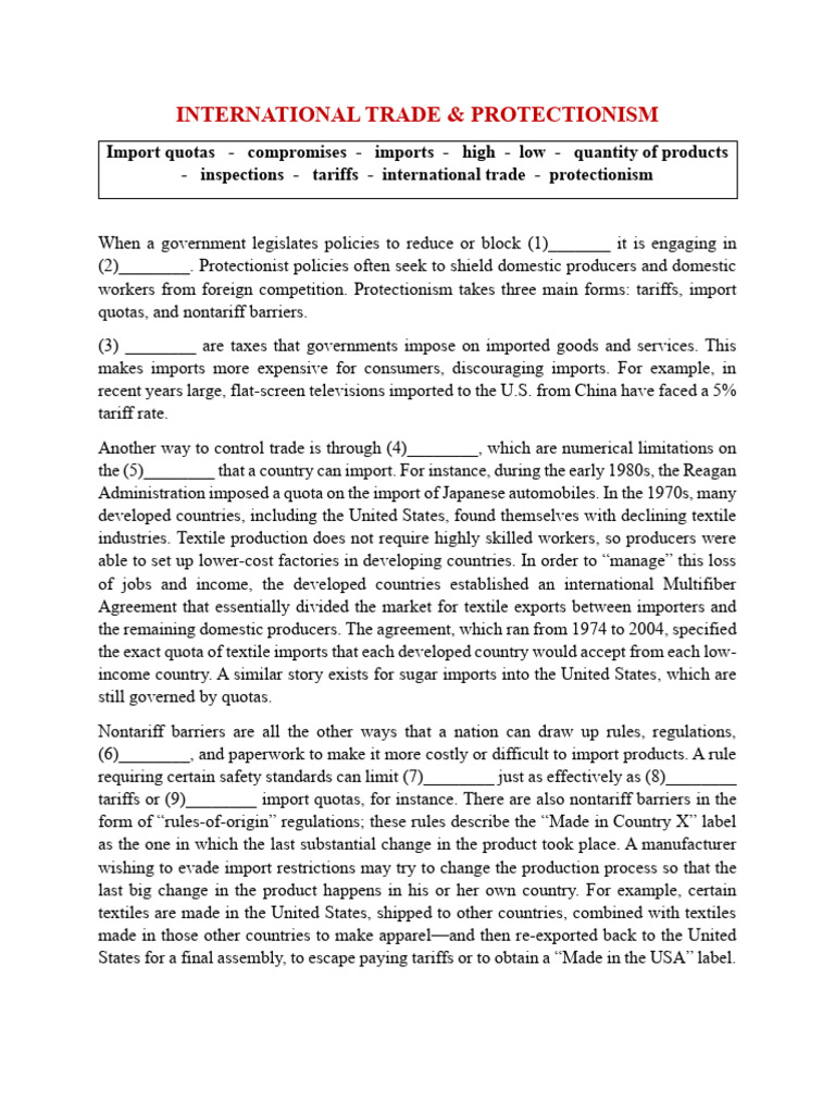 Understanding Trade Protectionism Policies | PDF | Non Tariff Barriers ...