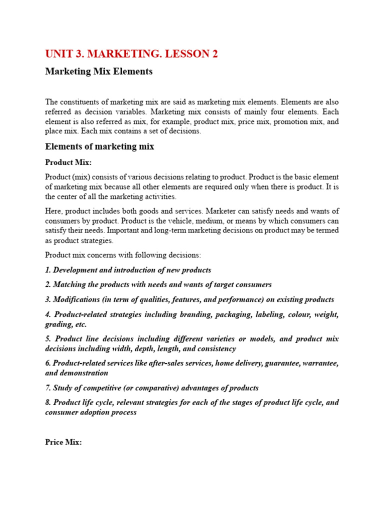 Unit 3 - Marketing - Lesson 2 | PDF | Marketing | Pricing