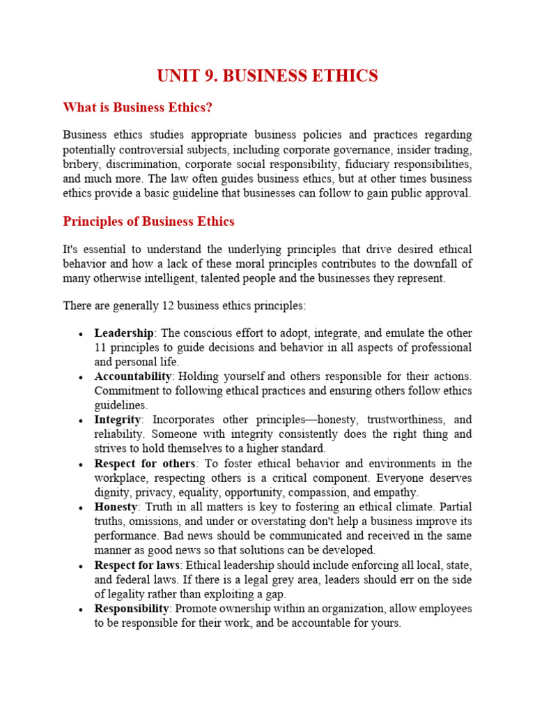 Unit 5. Ethics | PDF | Business Ethics | Corporate Social Responsibility