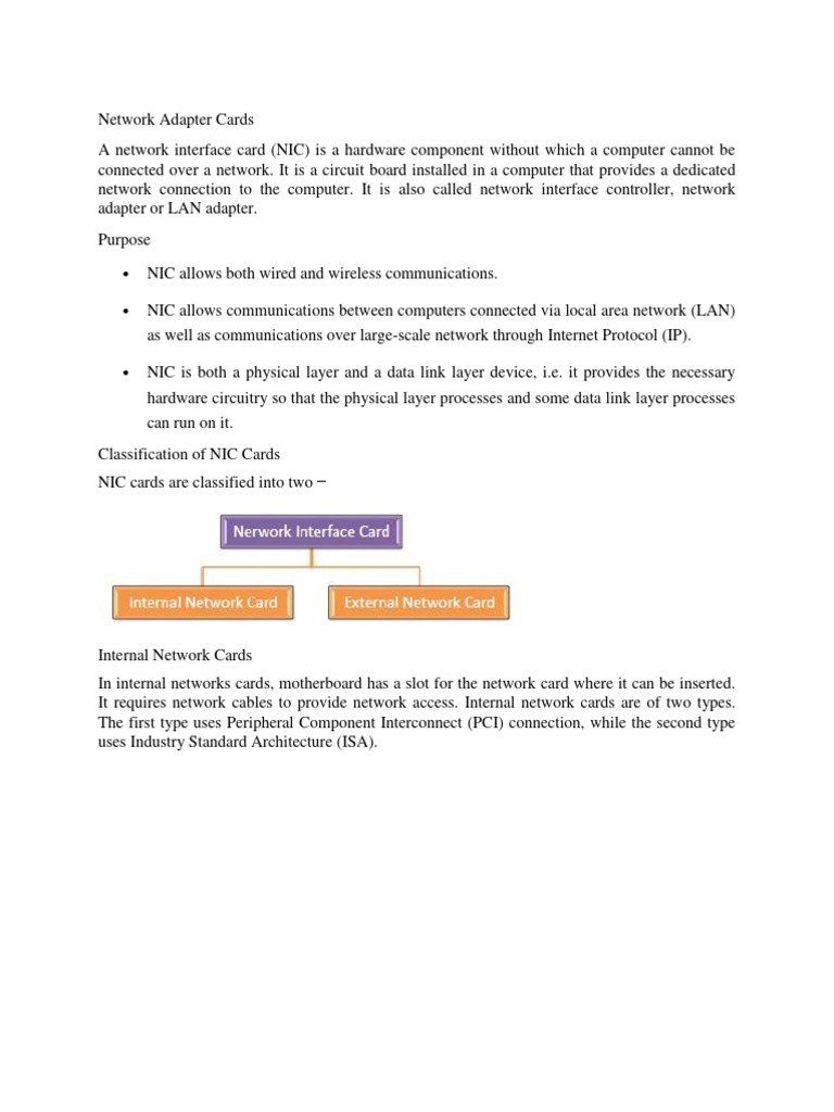 Network Adapter Cards | PDF | Network Interface Controller | Computer ...