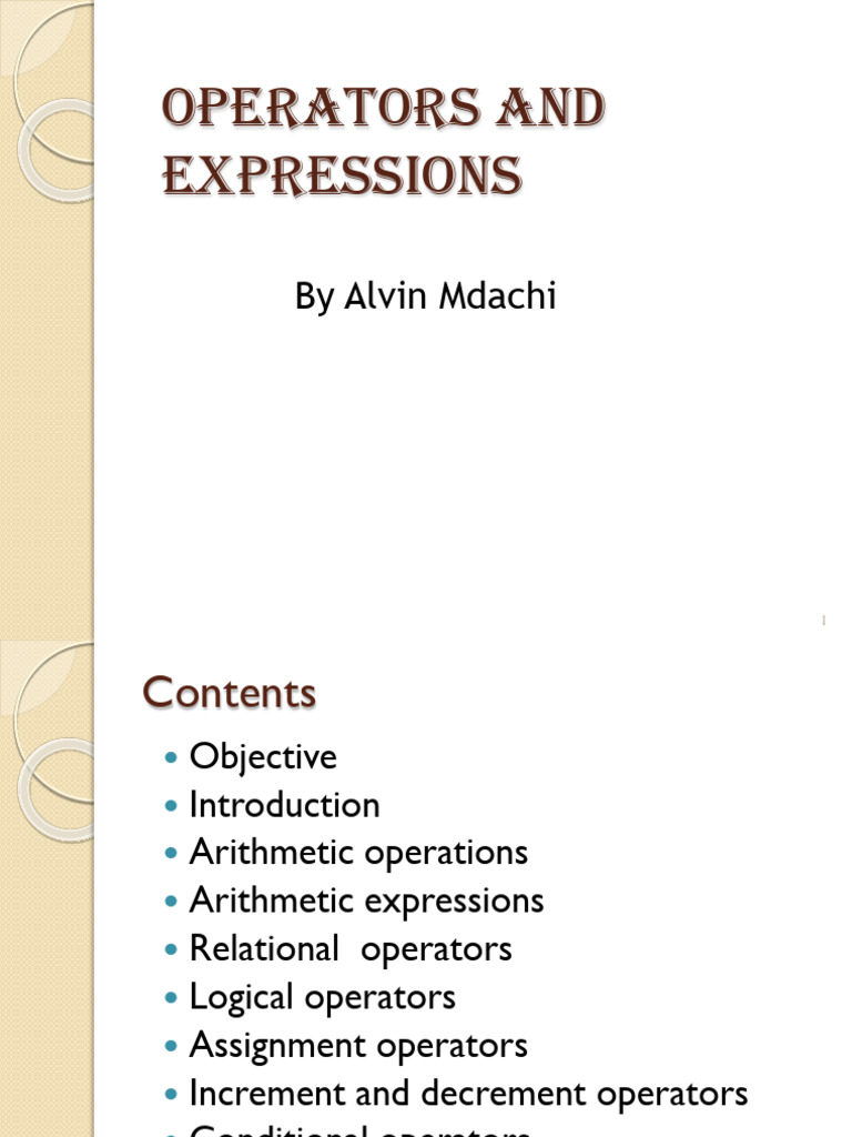 Operators and Expressions in C | PDF | Arithmetic | Mathematical Logic