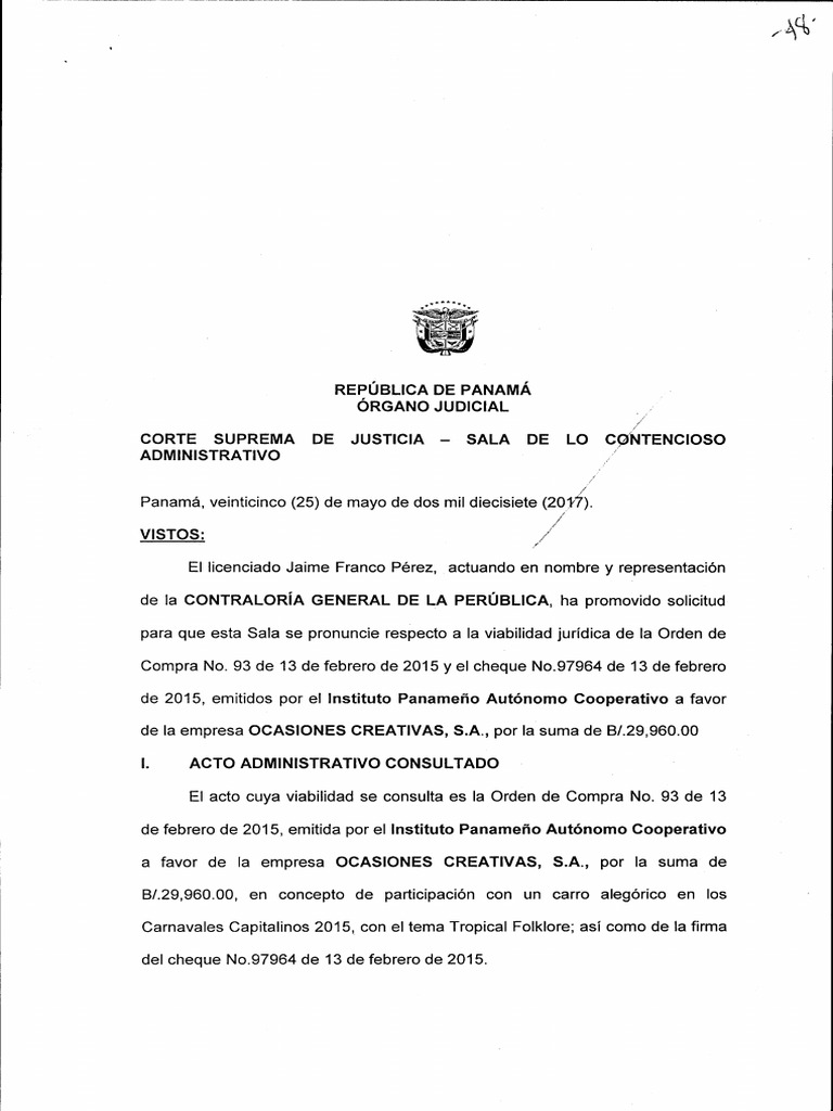 Contraloria General de La Rep Blica Vs Instituto Paname o Autonomo Cooperativo | PDF | Panamá ...