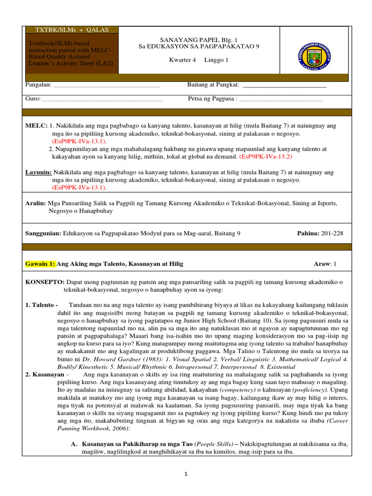 LAS Esp 9 Q4 W1 Simon Angelo A. Soliva | PDF