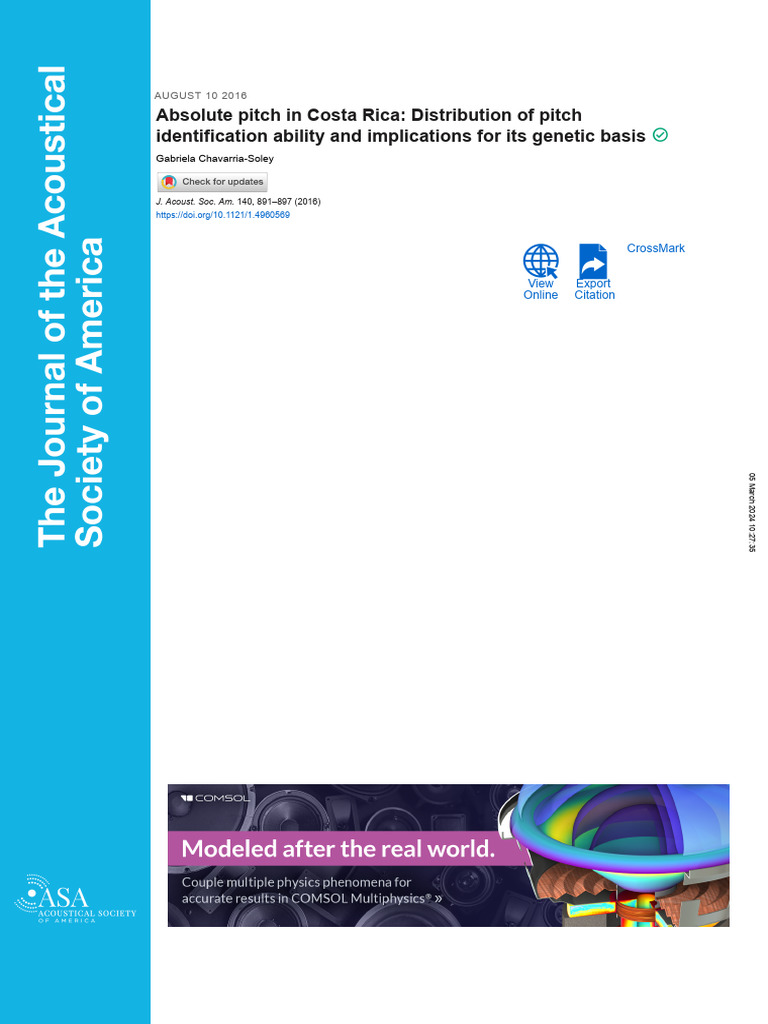 Absolute Pitch in Costa Rica: Distribution of Pitch Identification Ability and Implications For ...