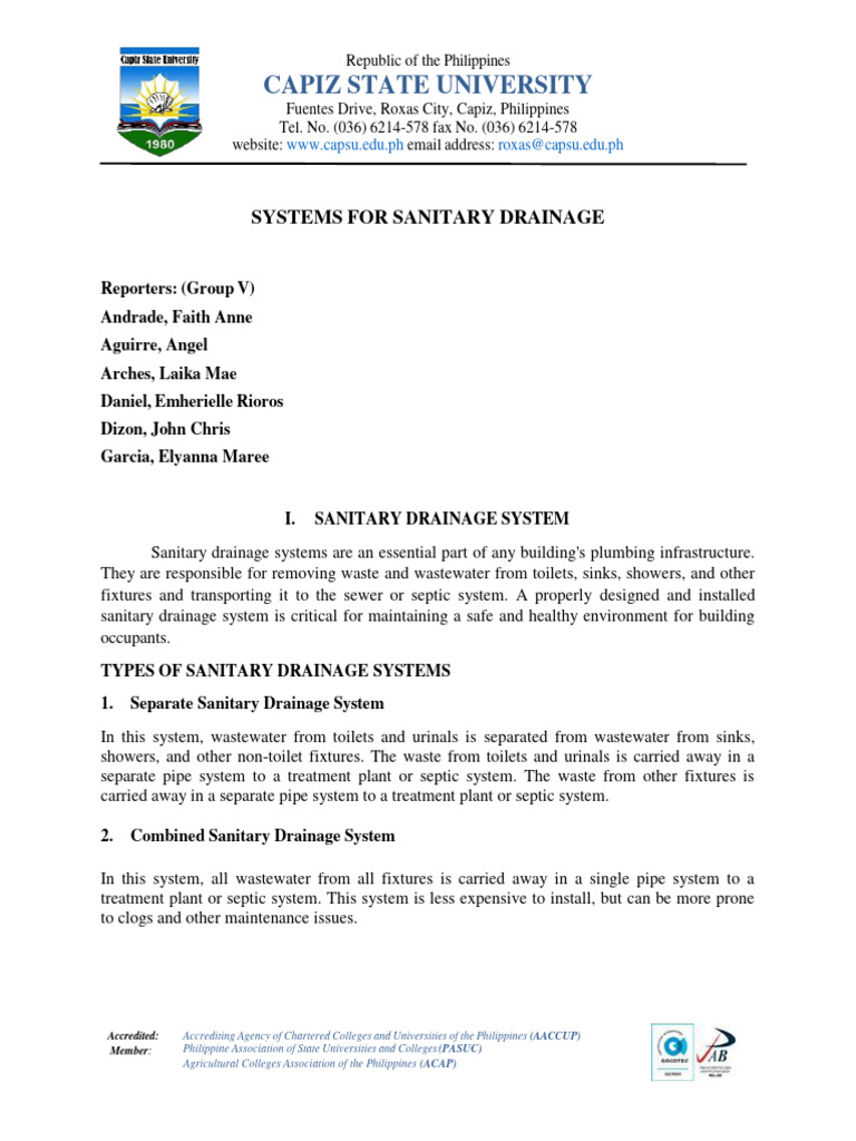 Group 5 Systems For Sanitary Drainage | PDF | Sanitary Sewer | Plumbing