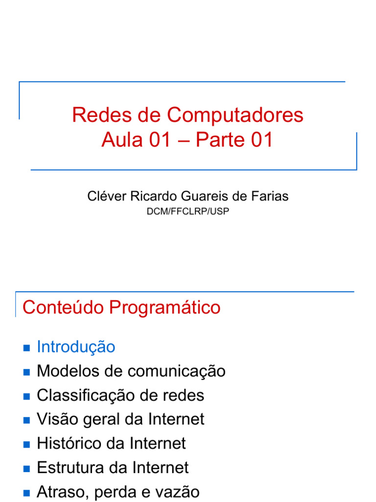 Aula01 Parte01 | PDF | Rede de computadores | P2P (ponto a ponto)