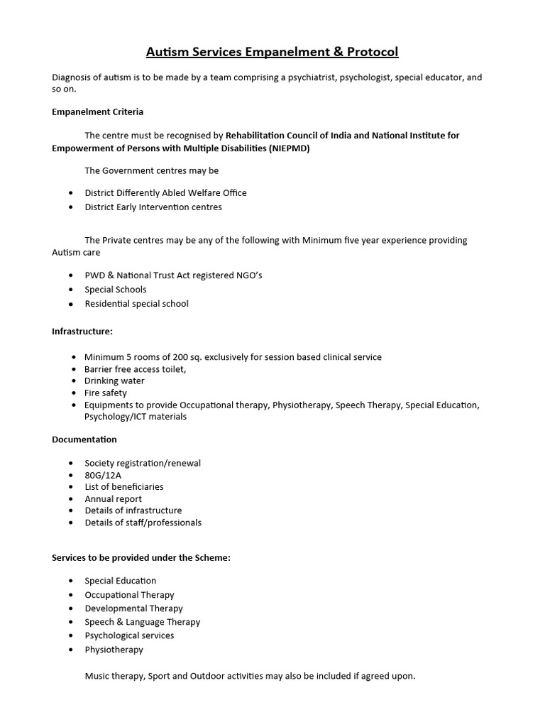 Autism Protocol | PDF | Physical Therapy | Special Education