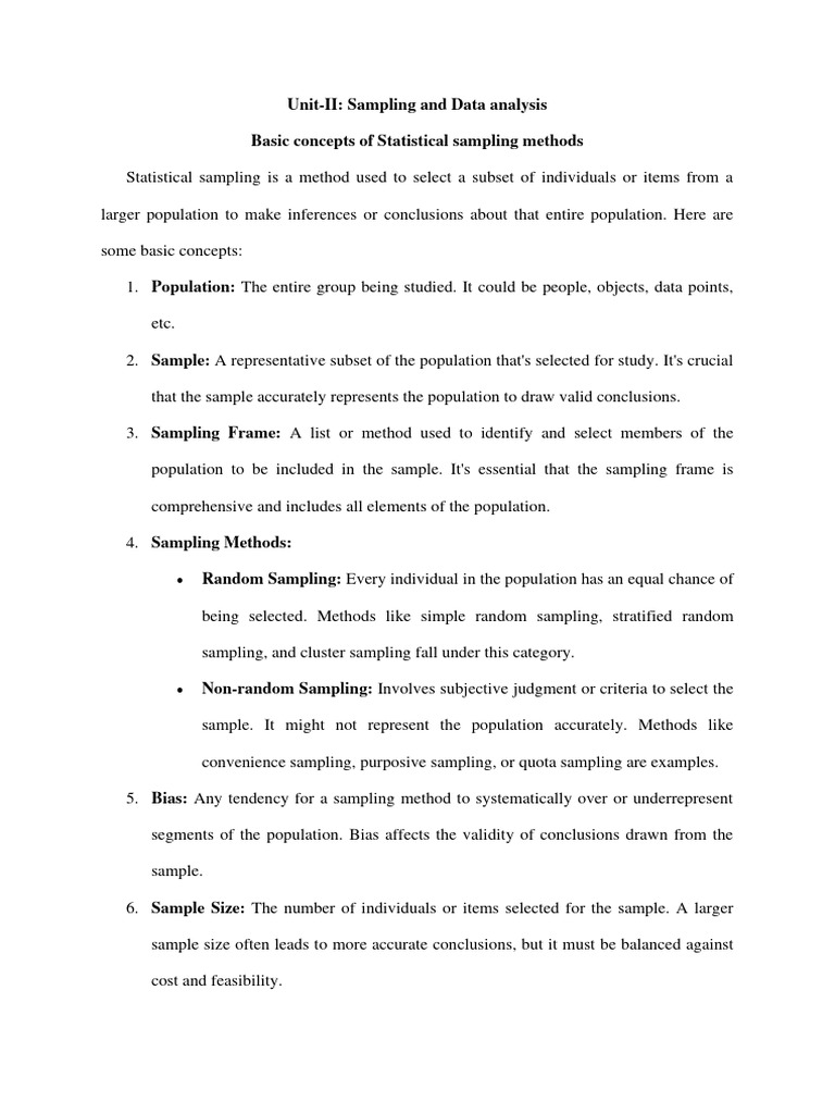 Basic Concepts Of Statistical Sampling Methods Pdf Sampling Statistics Statistics