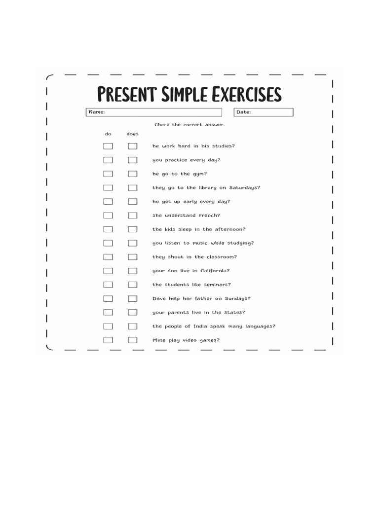 Present Simple Exercises PDF - 36322.png | PDF