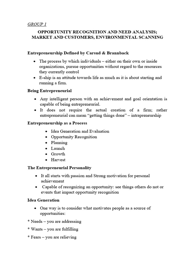 GROUP 1 - HANDOUTS | PDF | Entrepreneurship | Marketing