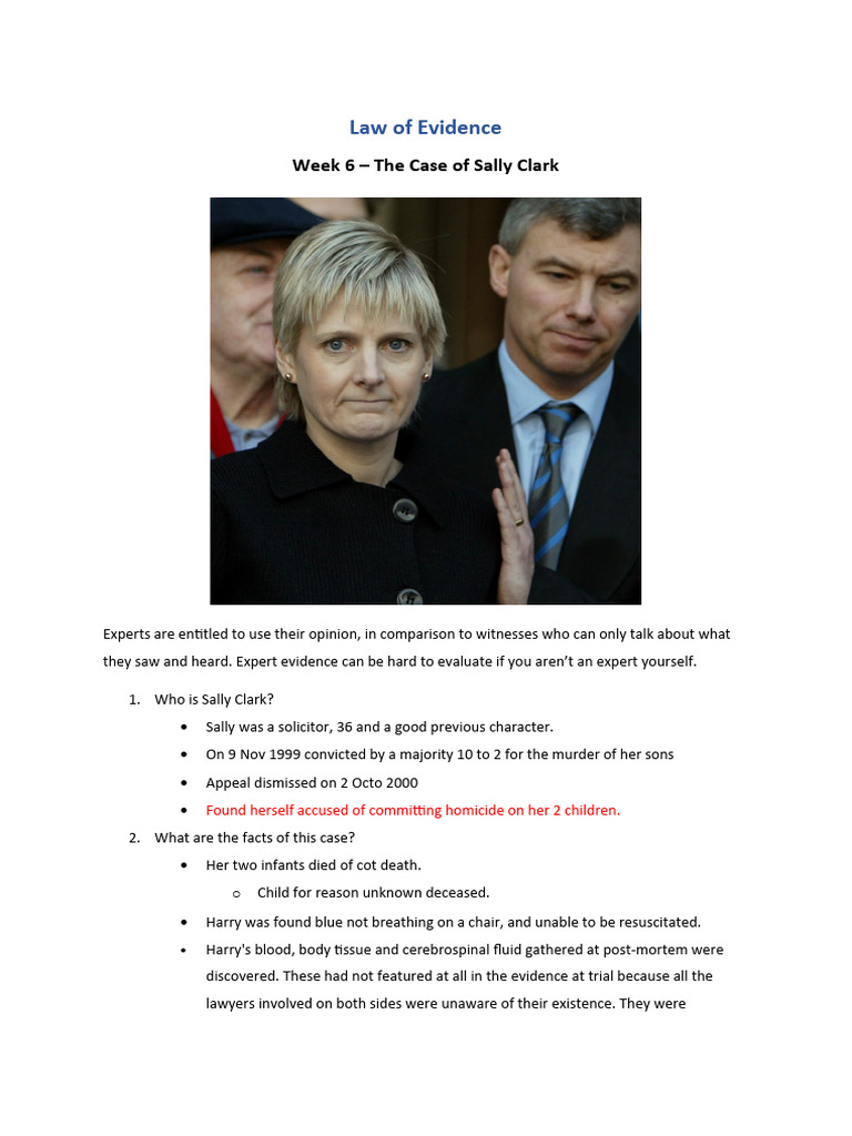 Sally Clark Case: Expert Evidence Analysis | PDF | Justice | Crime ...
