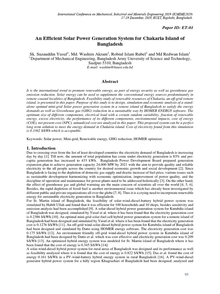 Solar Mini-Grid System for Chakaria Island | PDF | Photovoltaics ...