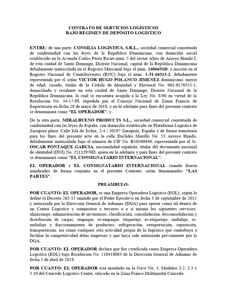 CONTRATO DE SERVICIOS LOGÍSTICOS | PDF | Logística | aduana CONTRATO DE SERVICIOS LOGÍSTICOS | PDF | Logística | aduana