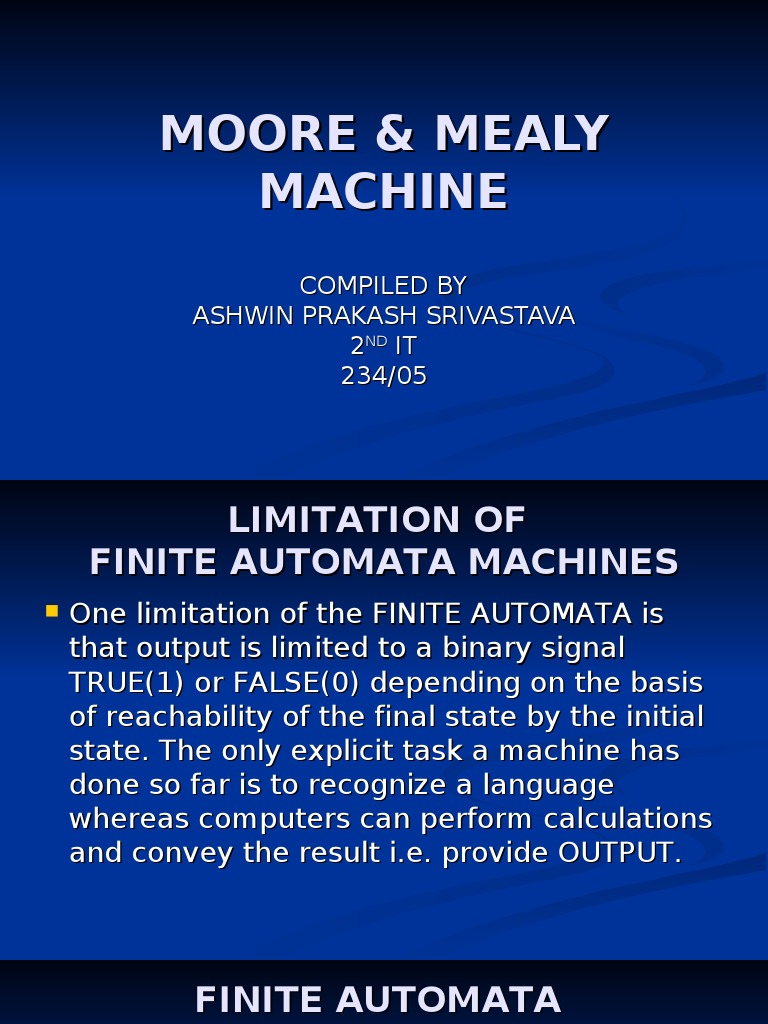 Moore vs Mealy Machines Explained | PDF | Formal Methods | Teaching ...