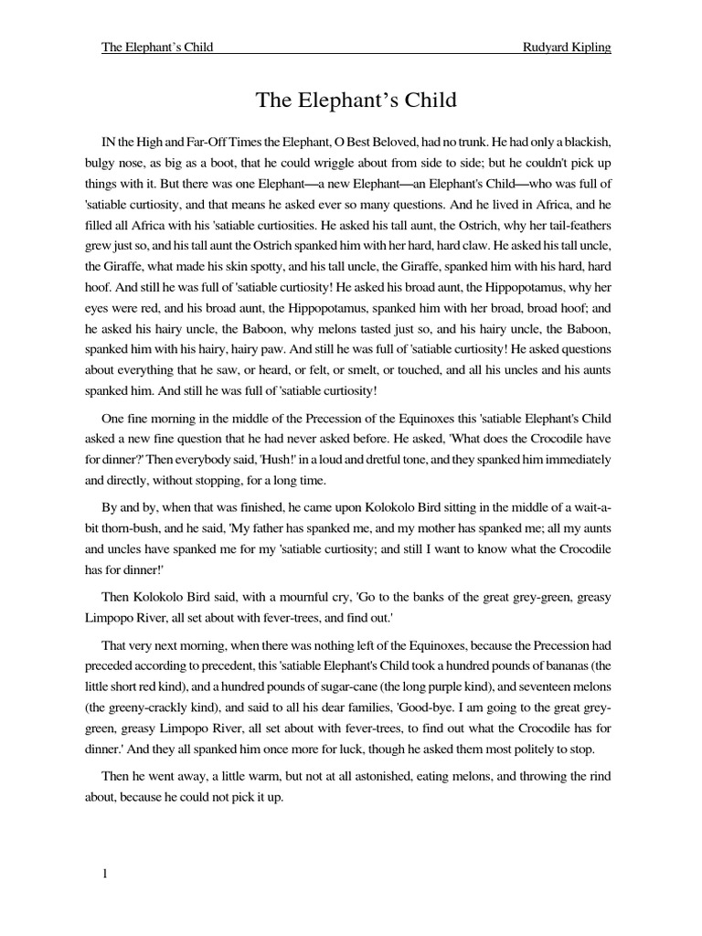 The Elephant - S Child | PDF | Elephant | Claw