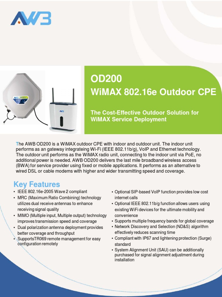 OD200 Datasheet V1.00 | PDF | Wi Fi | Wi Max