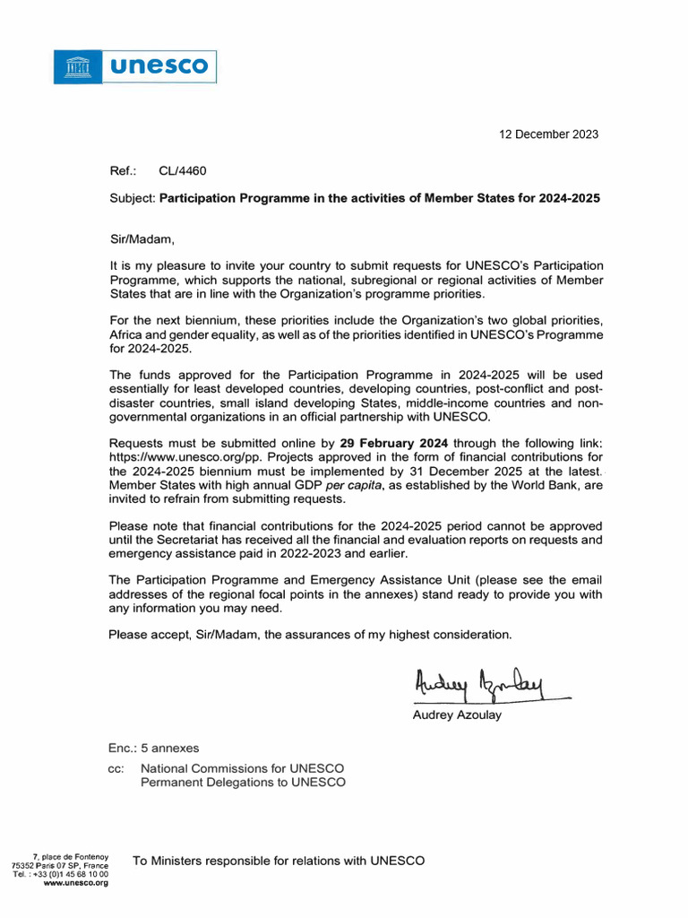 UNESCO Participation Programme in The Activities of Member States For ...