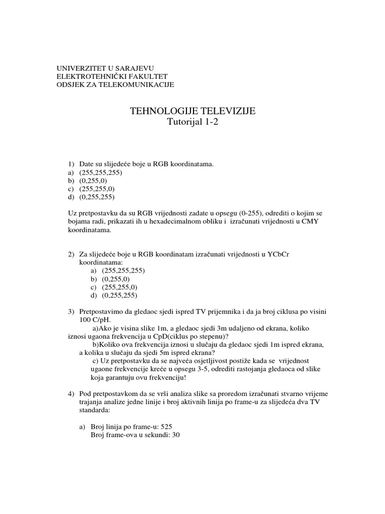 Tutorijal 1-2 Zadaci | PDF